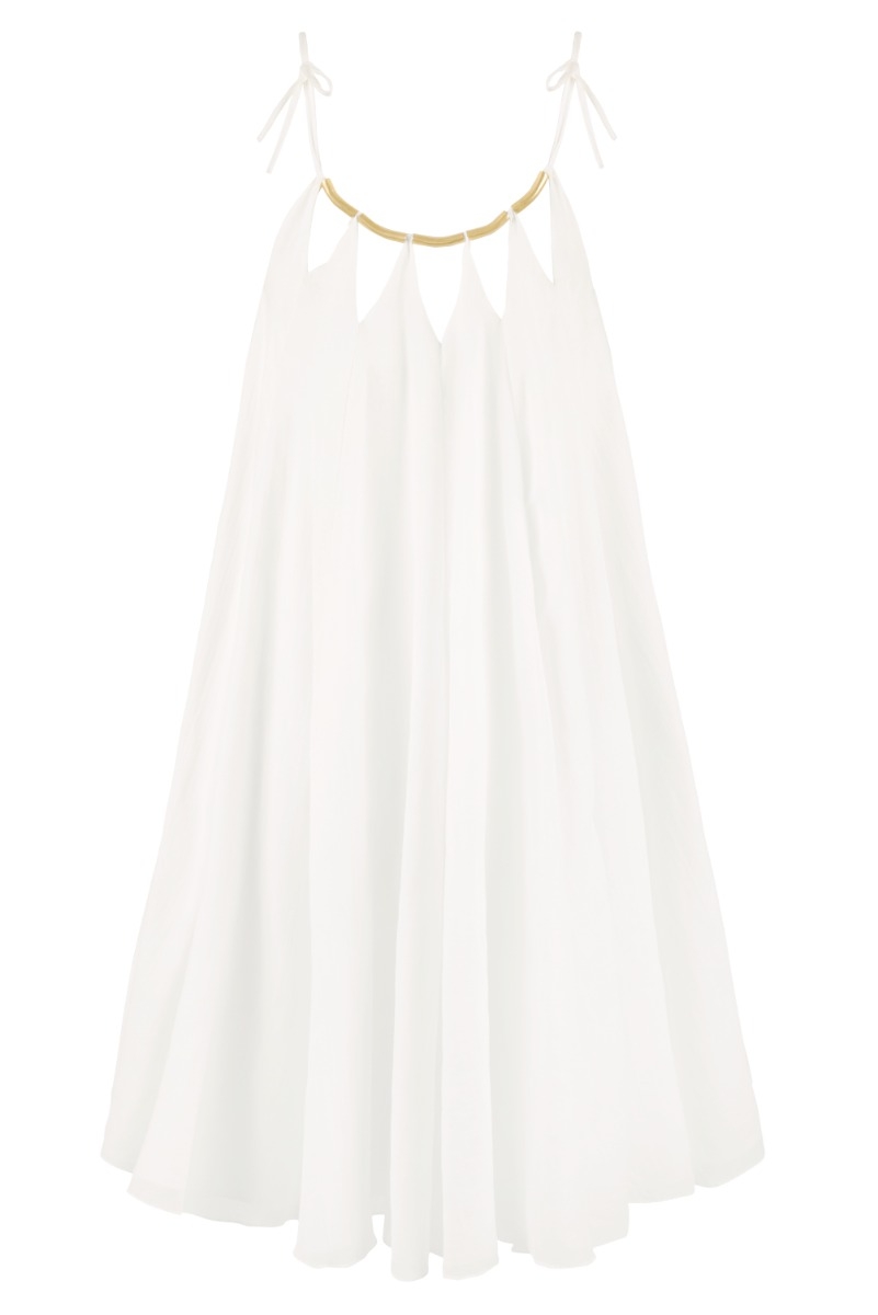 Rochie alba scurta ampla cu detalii metalice Bilbao